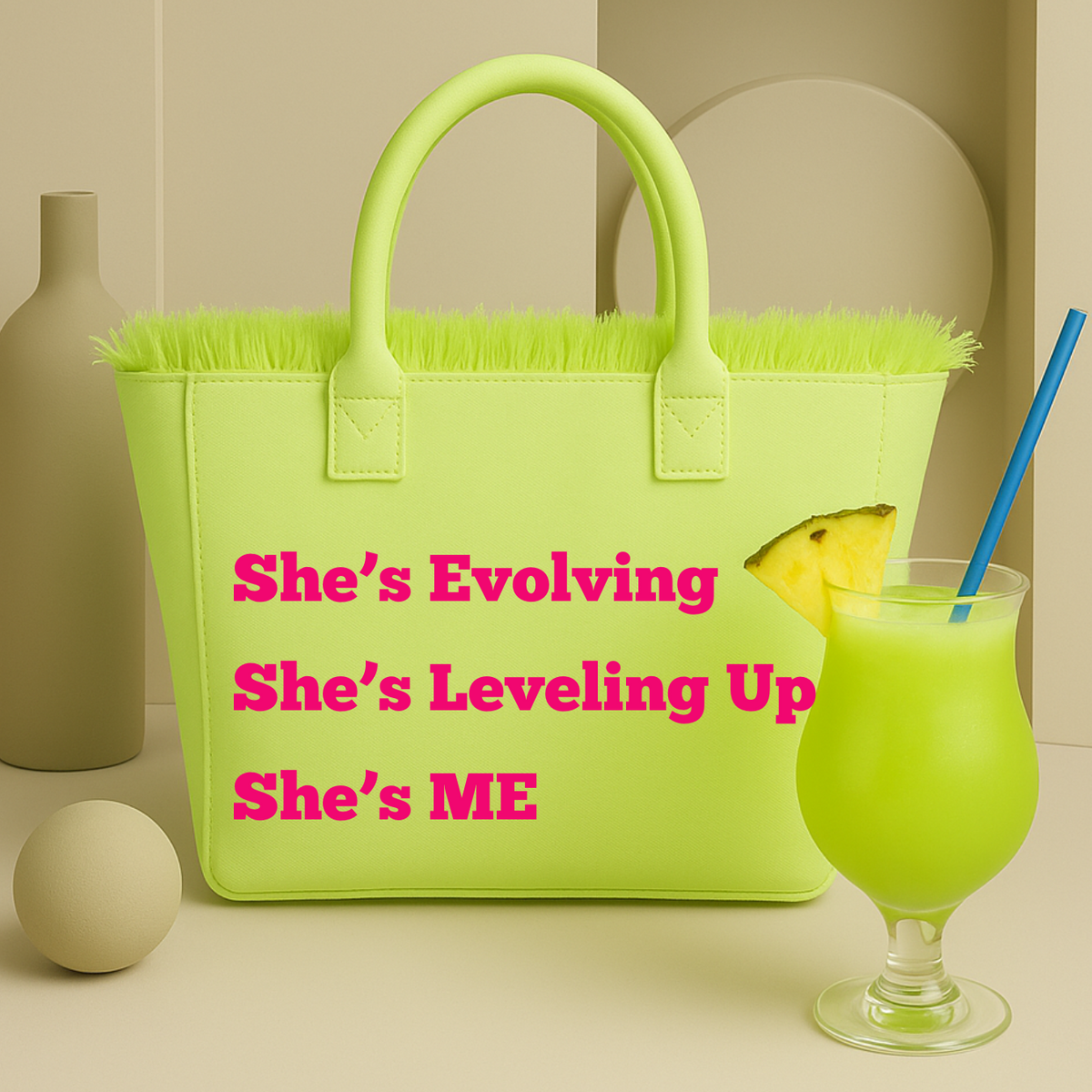 The Statement Canvas Tote – "Level Up" (Green, Wording Color Customiza ...
